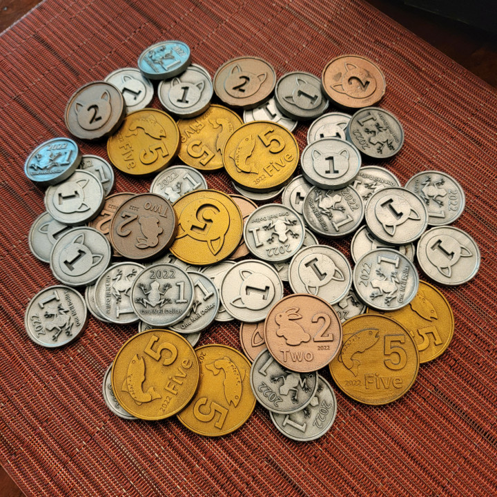 3D Printable Play Coins for Kids or TRPG gaming by Mechanical Frog