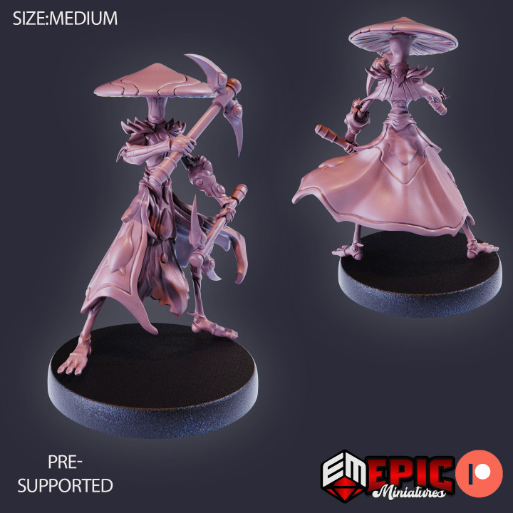 3D Printable Mushroom Folk Warrior Set / Infested Spear Knife Scythe ...