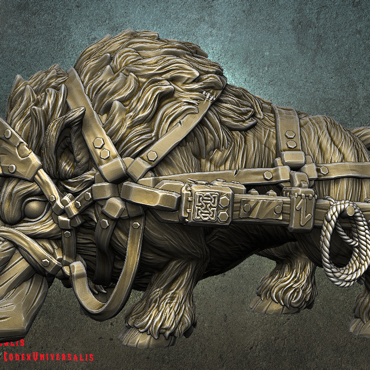 3D Printable Boar pulling miner cart by Codex Universalis