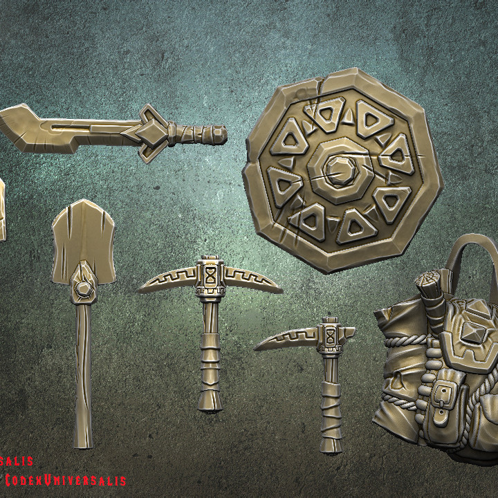 3D Printable Boar pulling miner cart by Codex Universalis