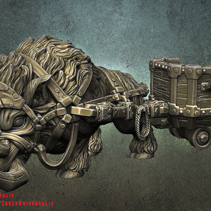 3D Printable Boar pulling miner cart by Codex Universalis