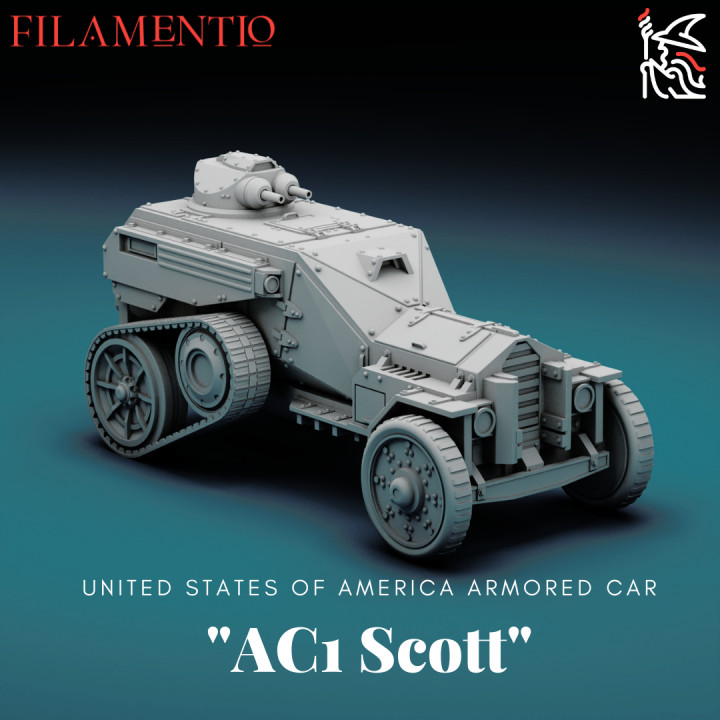 3D Printable Armored Car AC1 Scott by Filamentio