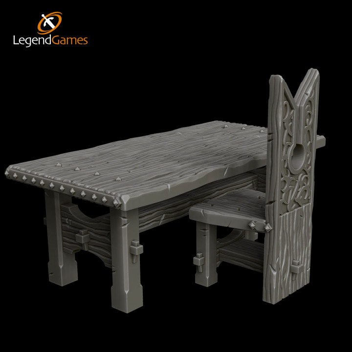 3D Printable LegendGames Drow Tavern Table and Chair set by Legend Games