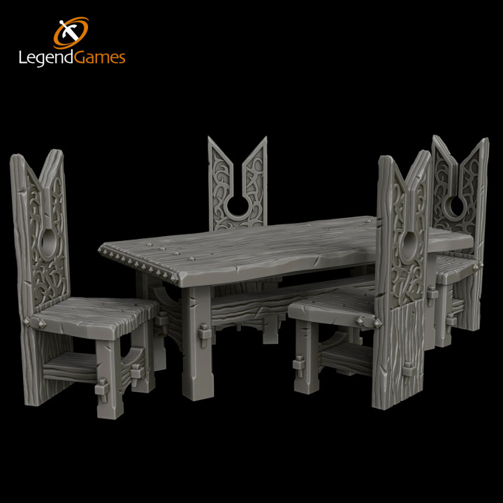 3D Printable LegendGames Drow Tavern Table and Chair set by Legend Games