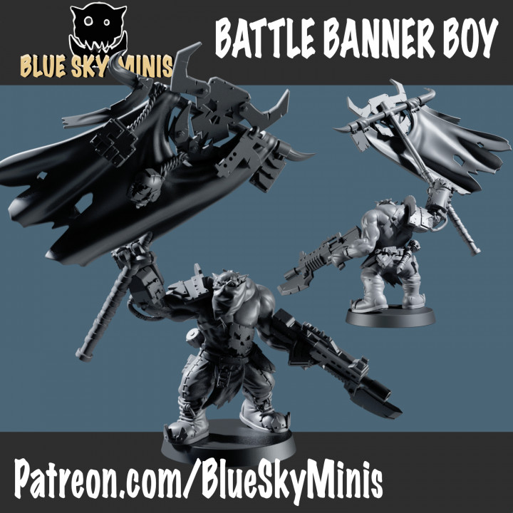 3D Printable Battle Banner Boy by Blue Sky Minis