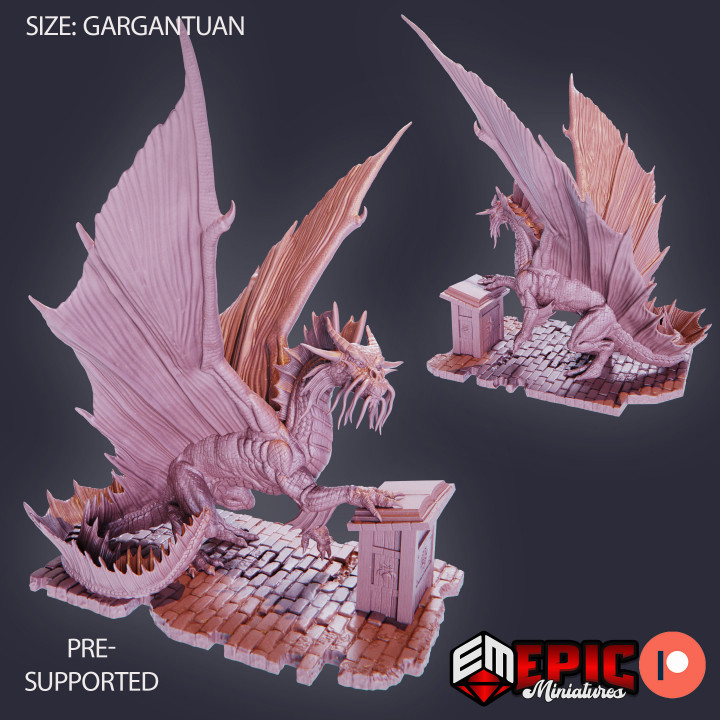 3D Printable Ancient Gold Dragon / Legendary Drake / Winged Mountain ...