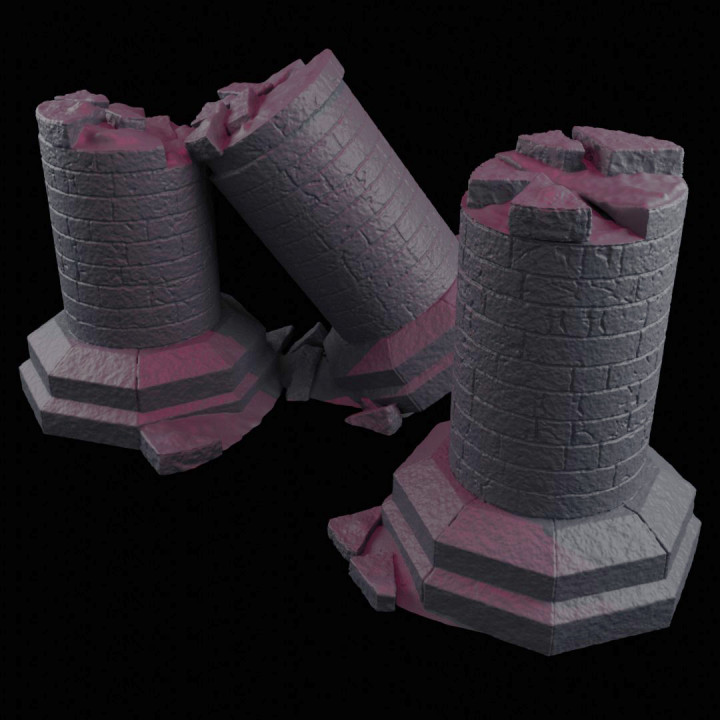 3D Printable Ancient Stone Pillars Set by Custom Miniature Maker
