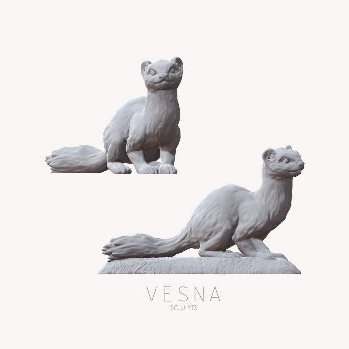 3D Printable Weasels Set by VESNA SCULPTS