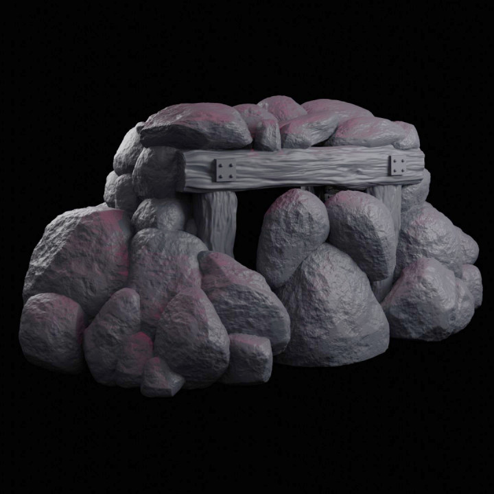 3D Printable Sealed Mine Entrance Set by Custom Miniature Maker