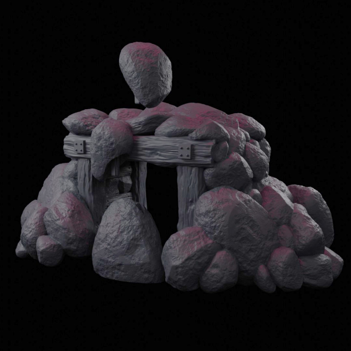 3D Printable Sealed Mine Entrance Set by Custom Miniature Maker