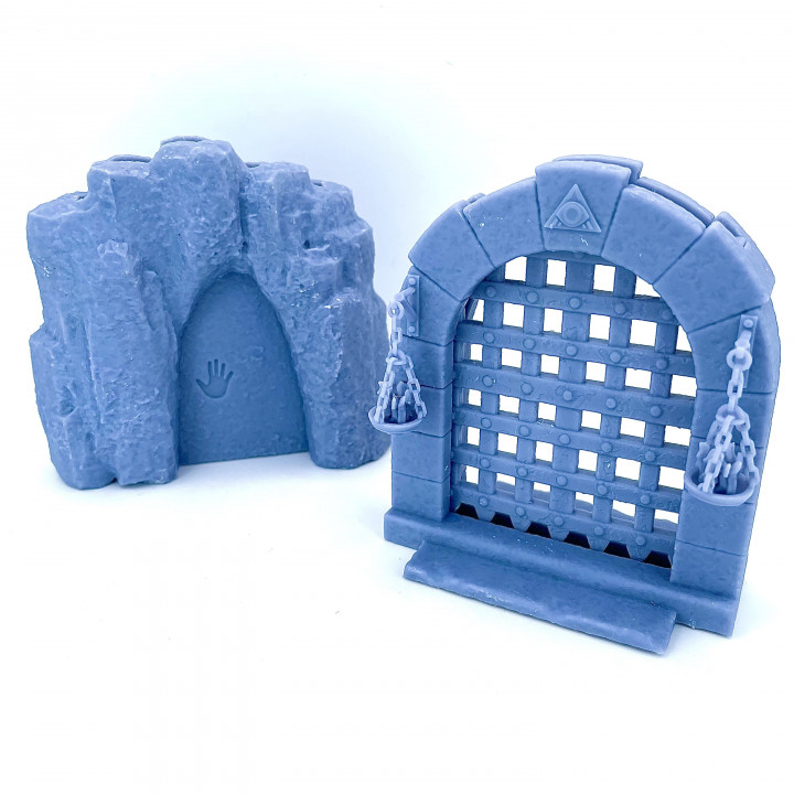 3D Printable Huge Dungeon Gate Set (Multiple Versions including Cave ...