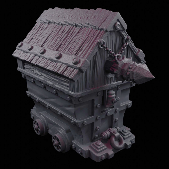 3D Printable Sturdy Iron Minecart & Rails Set by Custom Miniature Maker