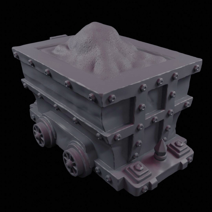 3D Printable Sturdy Iron Minecart & Rails Set by Custom Miniature Maker