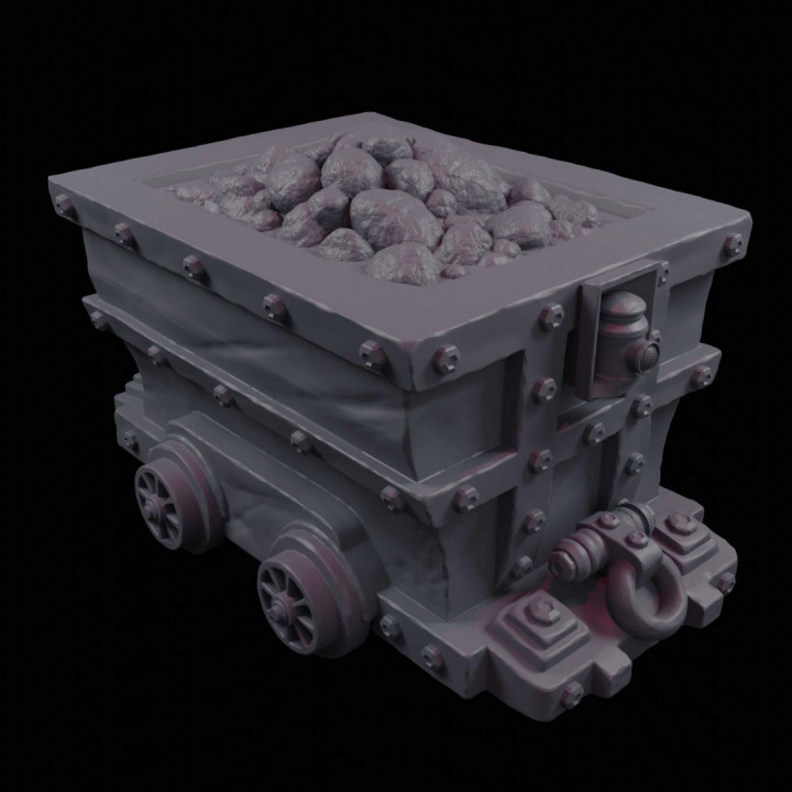 3D Printable Sturdy Iron Minecart & Rails Set by Custom Miniature Maker