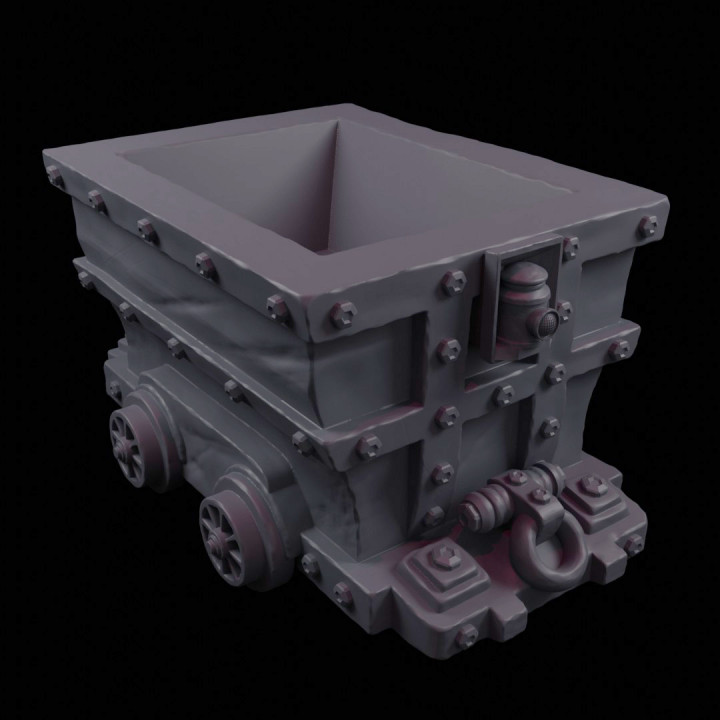 3D Printable Sturdy Iron Minecart & Rails Set by Custom Miniature Maker