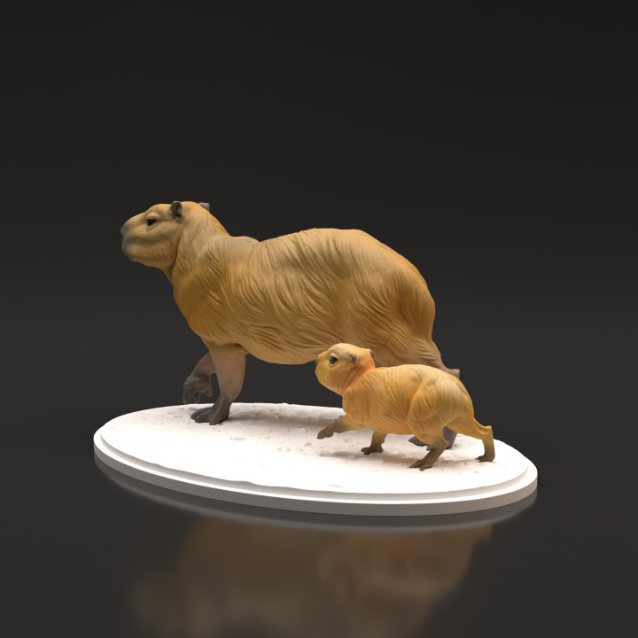 3D Printable Capybaras by Animal Den Miniatures