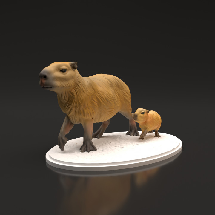 3D Printable Capybaras by Animal Den Miniatures
