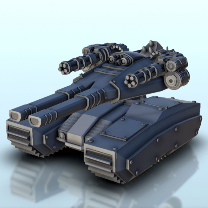 3D Printable SF tank with main gun and miniguns 4 (+ supported version ...
