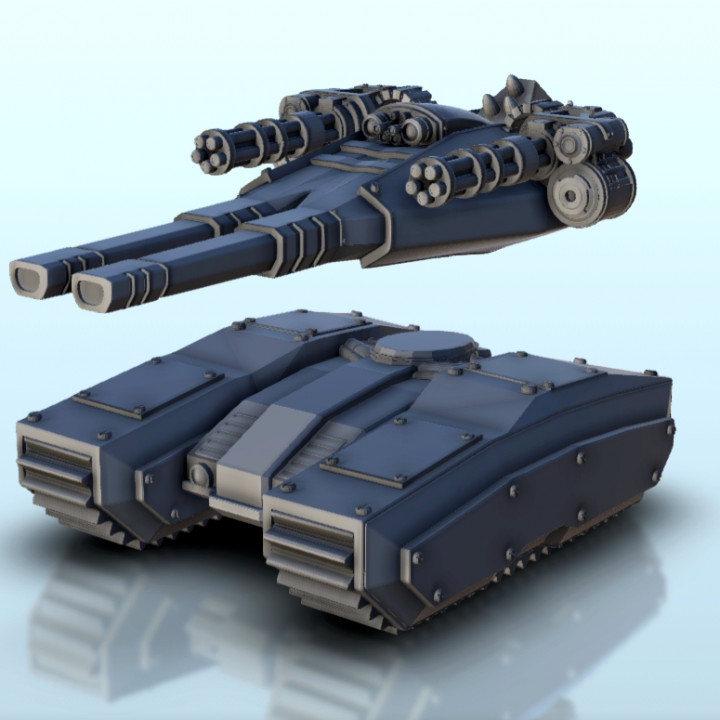 3D Printable SF tank with main gun and miniguns 4 (+ supported version ...