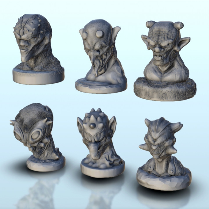 3D Printable Set of six alien creatures busts 13 - Sci-Fi Science ...