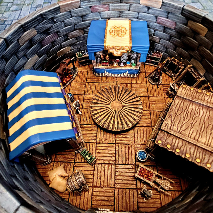 3D Printable Potions Merchant Market Stall by World Forge Miniatures