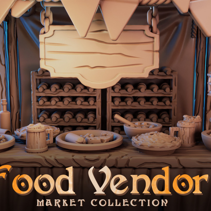 3D Printable Food Vendor Market Stall by World Forge Miniatures