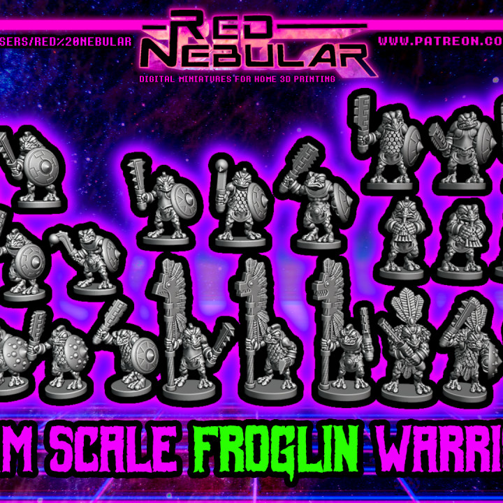 3D Printable Froglin warriors (10mm scale) by Red Nebular