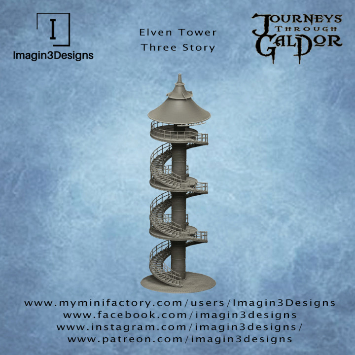 3D Printable Elven Tower - Three Story by Imagin3Designs