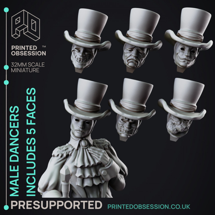 3D Printable Masked Ball Male Dancer with 6 heads - Normal & Horror ...