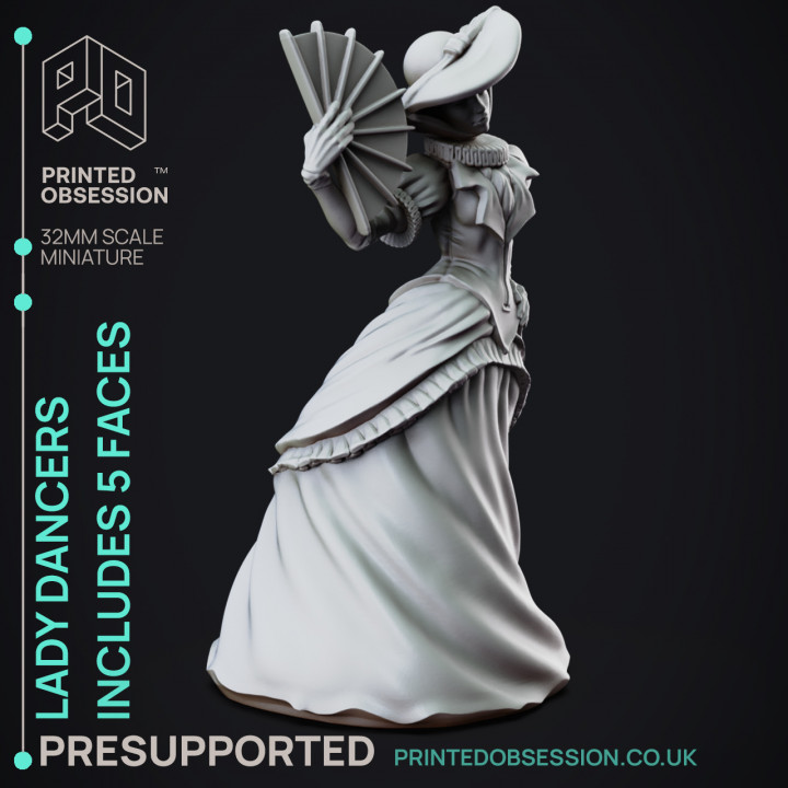 3D Printable Masked Ball Female Dancer with 6 heads - Normal & Horror ...