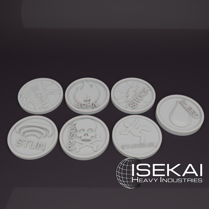 3D Printable Status Tokens for Marvel: Crisis Protocol by Isekai Heavy ...