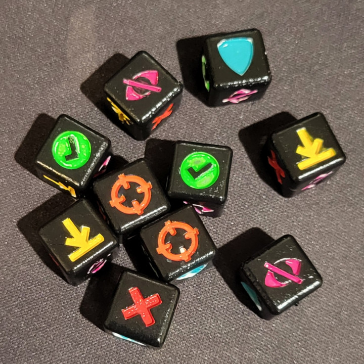 3D Print of Action Dice Token for One Page Rules, Grimdark Future by Arohen