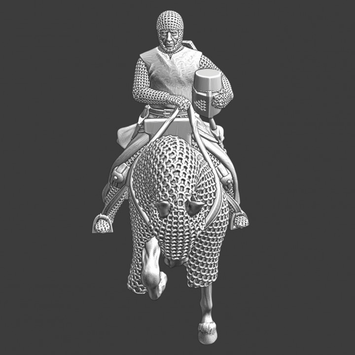 3D Printable Mounted medieval knight with helmet in hand. by Northern ...