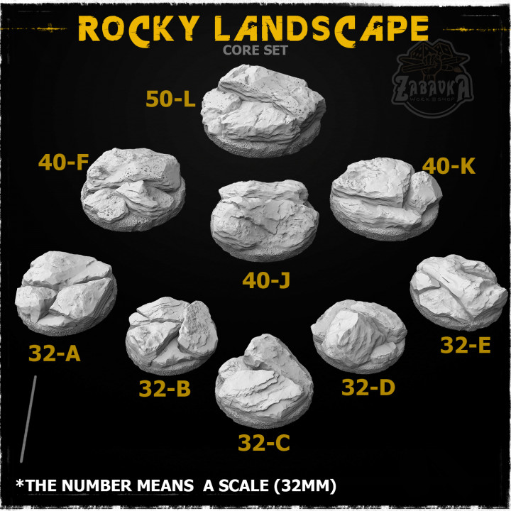 3D Printable Rocky Landscape Base Toppers by Zabavka Workshop
