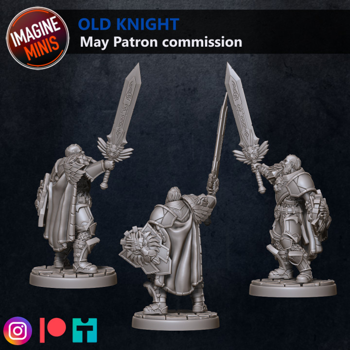 3D Printable Loyalty Reward 03 Months - Old Knight by Imagine Minis