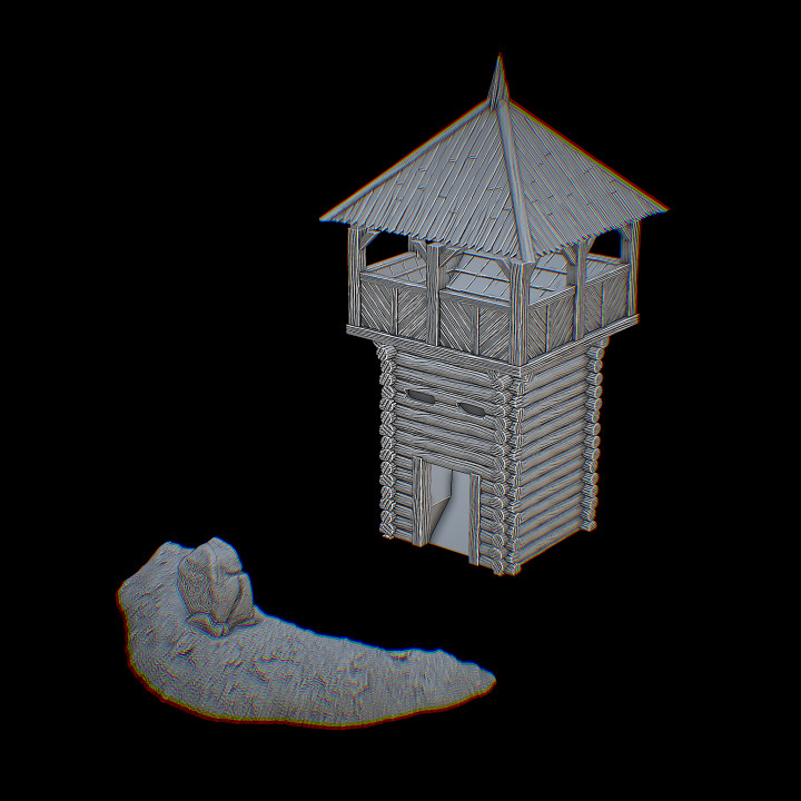 3D Printable Viking village Tower (and Dice tower) by Key Capas