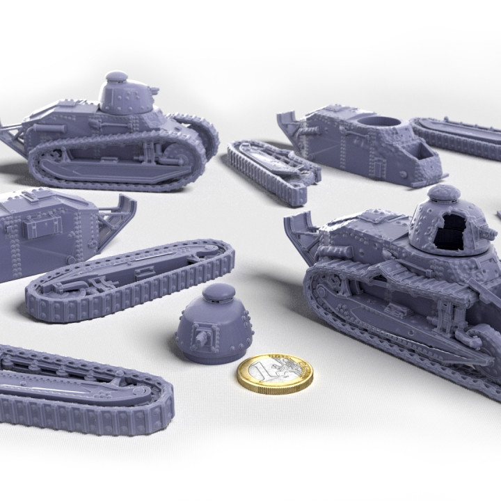 3D Printable WW1 4 tanks clean and destroy (8 STL) (Fr, US, UK, German ...
