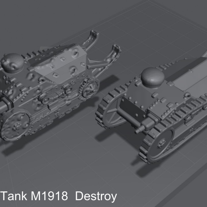 3D Printable WW1 4 tanks clean and destroy (8 STL) (Fr, US, UK, German ...