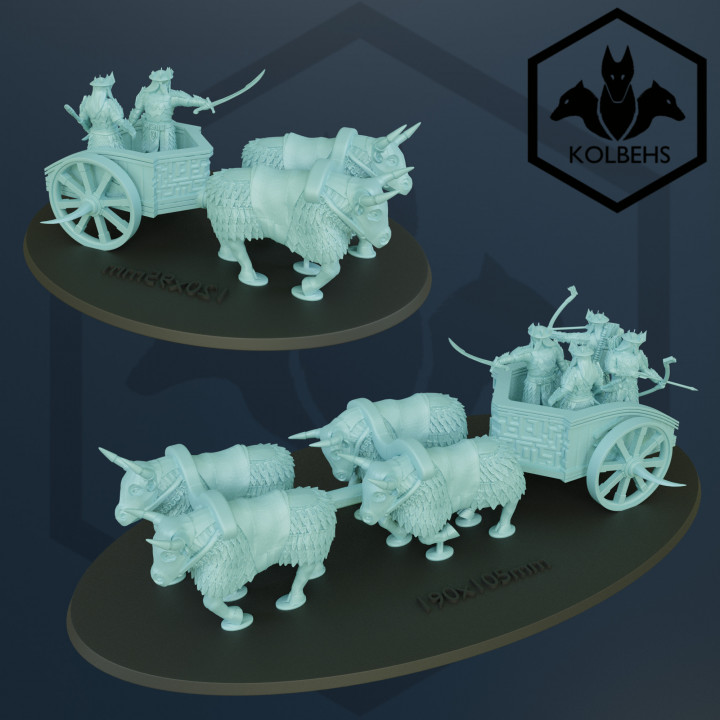 3D Printable Eastern Bull Chariot (Medium and Large) by Tidrewski Kolbehs