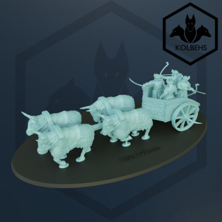 3D Printable Eastern Bull Chariot (Medium and Large) by Tidrewski Kolbehs