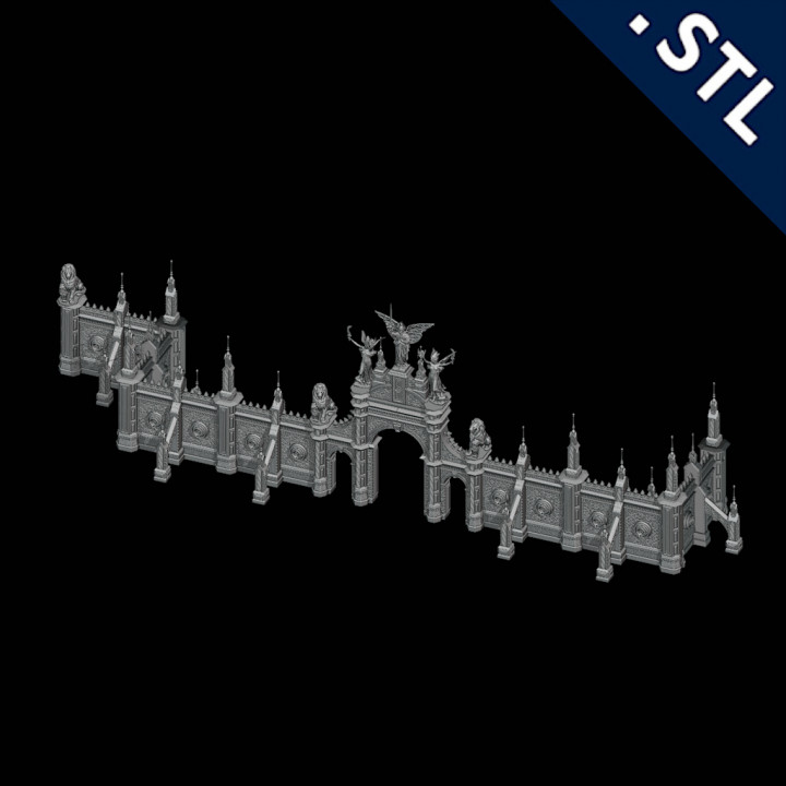 3D Printable Gate + Wall (Modular) by TrigonumVR