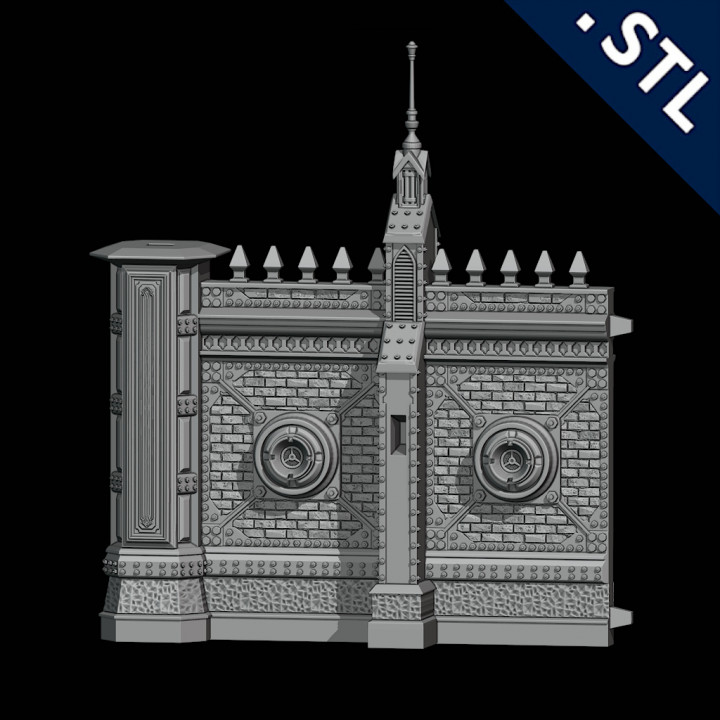 3D Printable Gate + Wall (Modular) by TrigonumVR