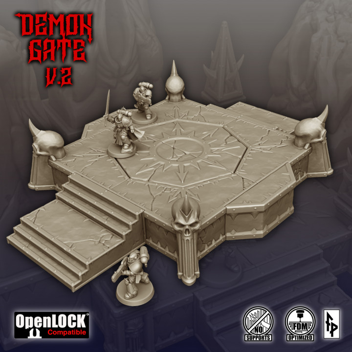 3D Printable Demon Gate V.2 Modular Platform Set by Forbidden Prints