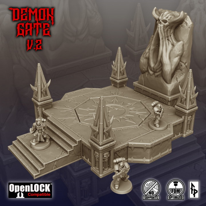 3D Printable Demon Gate V.2 Modular Platform Set by Forbidden Prints