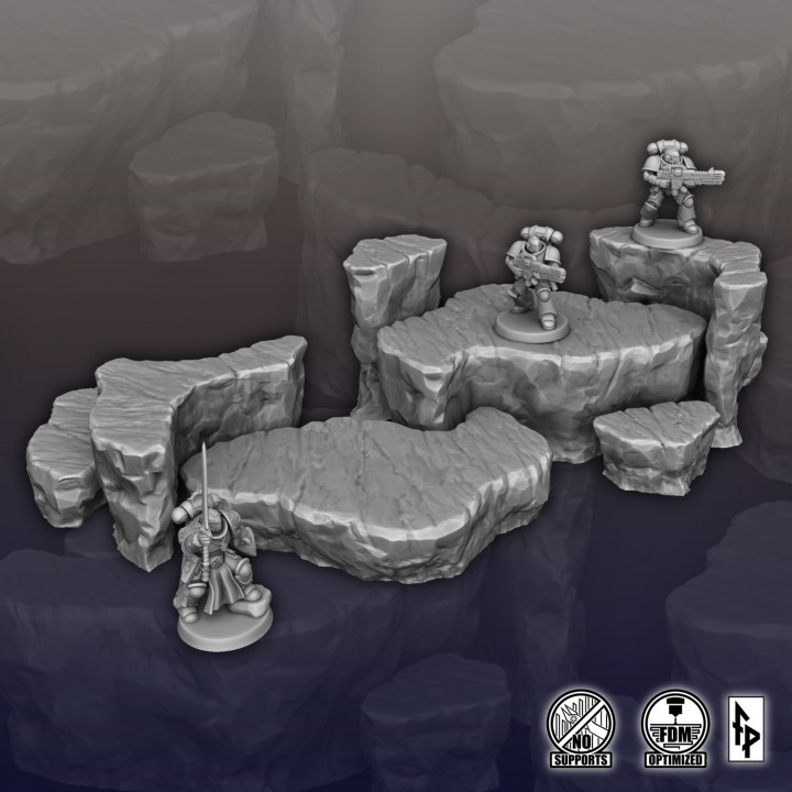 3D Printable Cliff Platform Set by Forbidden Prints