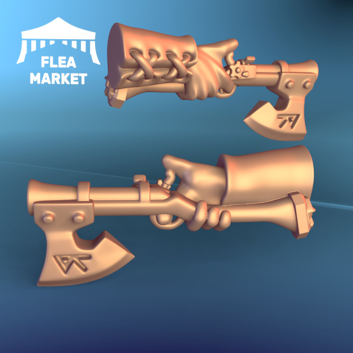 3D Printable Dwarven Holds Axe Pistols by Flea Market