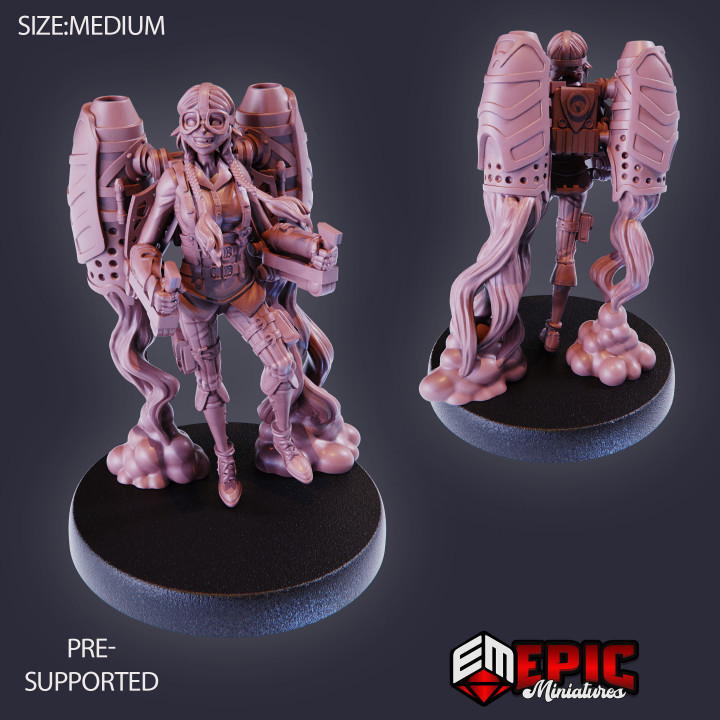 3D Printable Jetpack Girl Susi / Female Human Soldier / Steampunk Tech ...