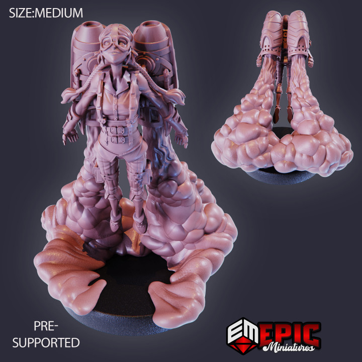 3D Printable Jetpack Girl Susi Flying / Female Human Soldier ...