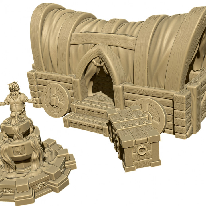 3D Printable Merchant Wagon by MiniaturesCraze
