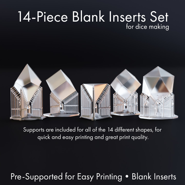3D Printable Blank Inserts Set for Sharp-Edged Dice - 14 Shapes ...